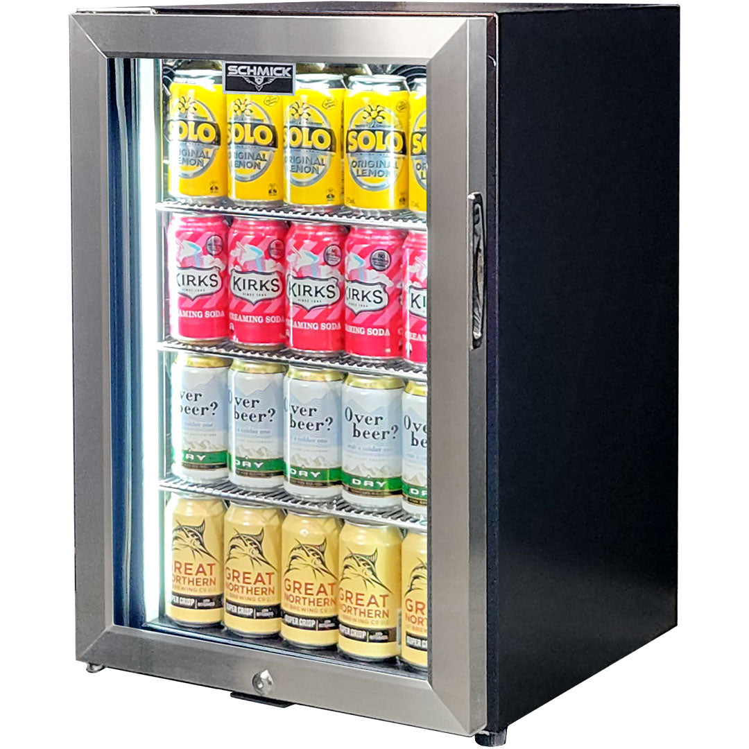 Classy Quiet 69Ltr Triple Glazed Bar Fridge With Blue and White Led ...