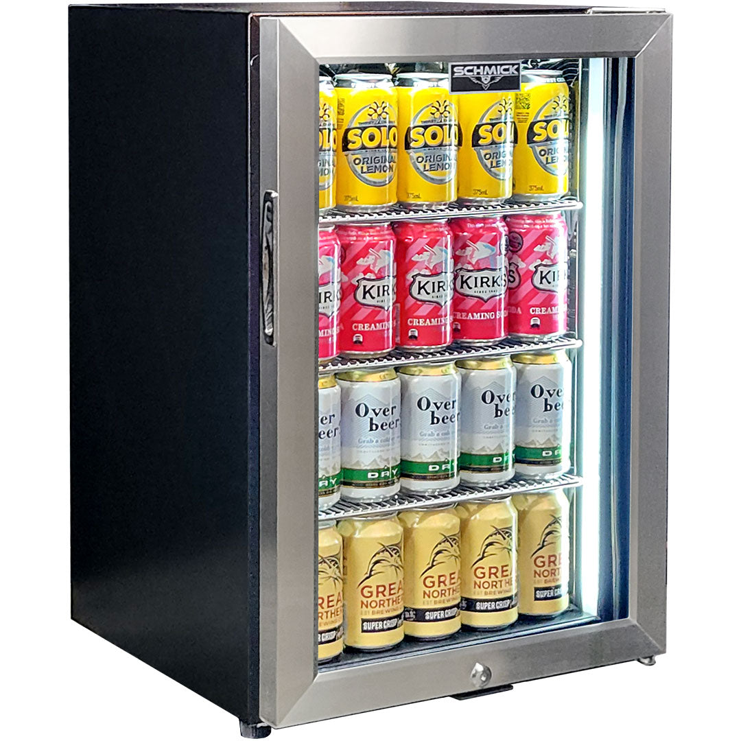 Classy Quiet 69Ltr Triple Glazed Bar Fridge With Blue and White Led ...