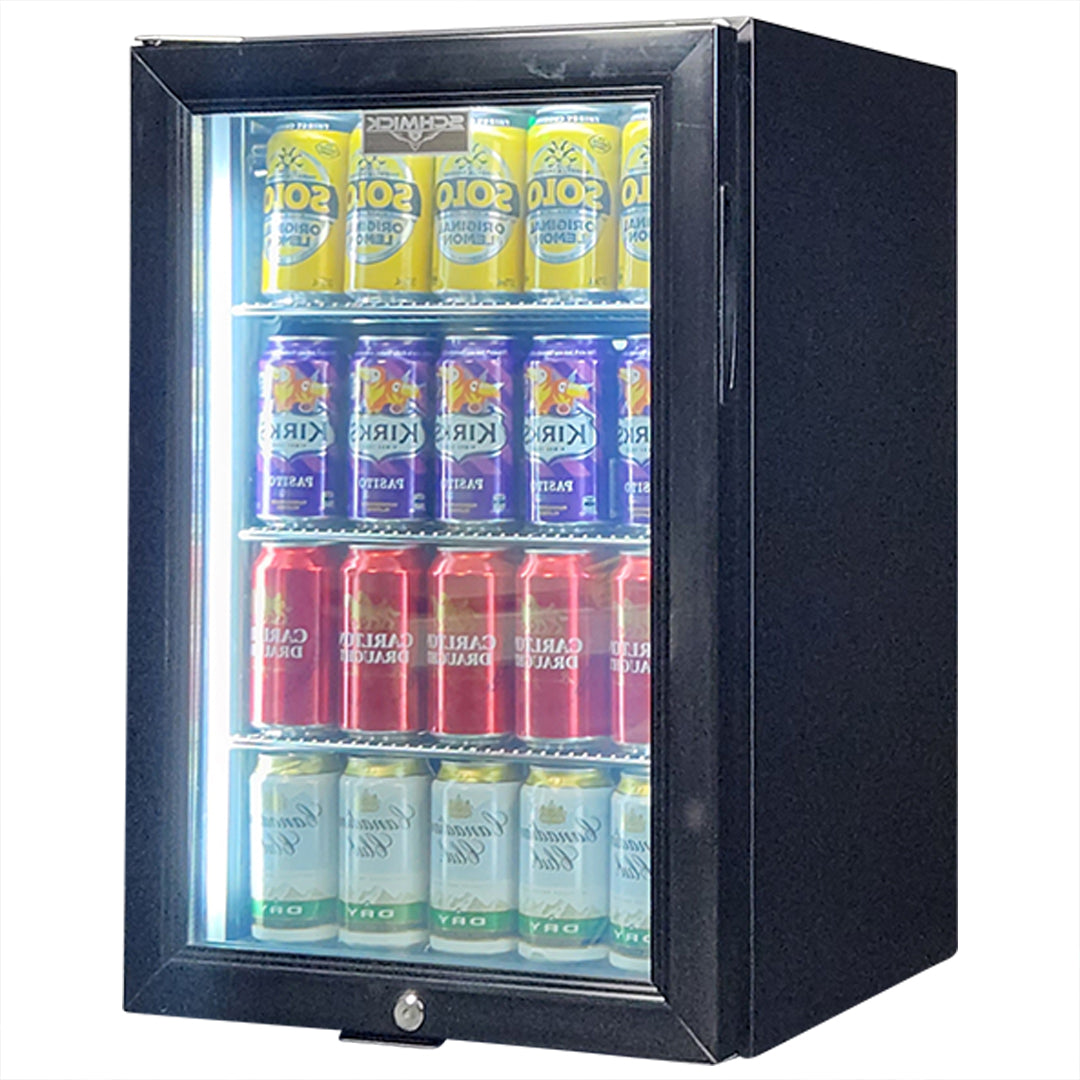 Classy Quiet 69Ltr Triple Glazed Bar Fridge With Blue and White Led ...